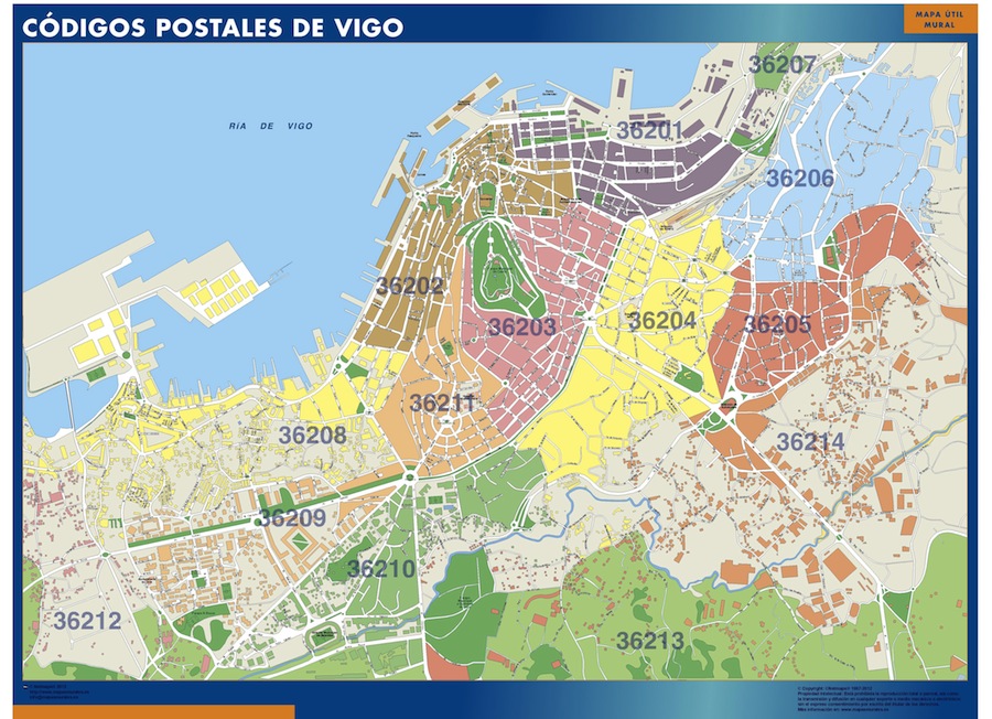 mapa magnético Vigo codigos postales | Mapas Magnéticos para imanes